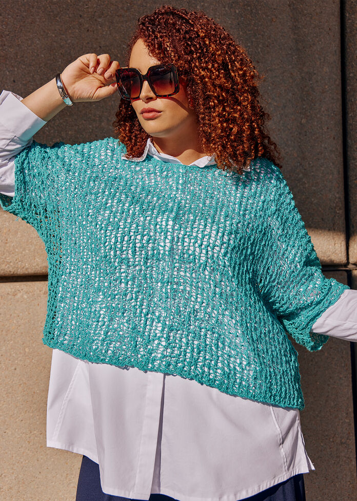 Shop Plus Size Boucle Gauze Knit Over Top in Green | Taking Shape AU