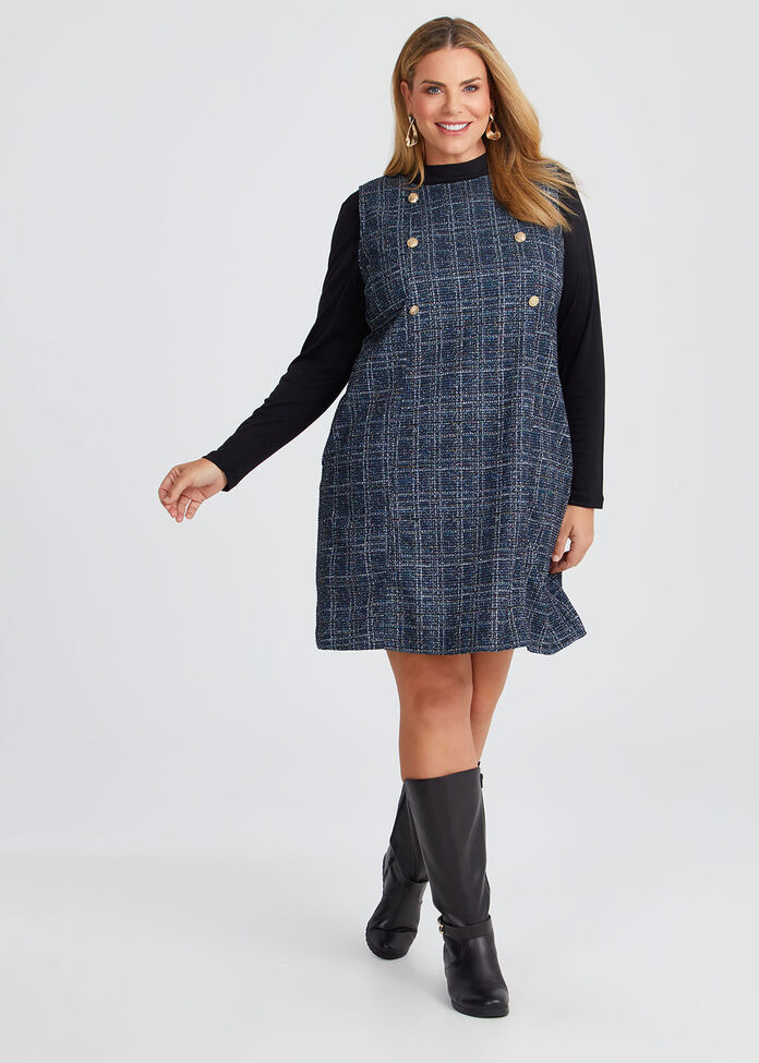 Shop Plus Size Boucle Button Shift Dress, Navy | Taking Shape AU