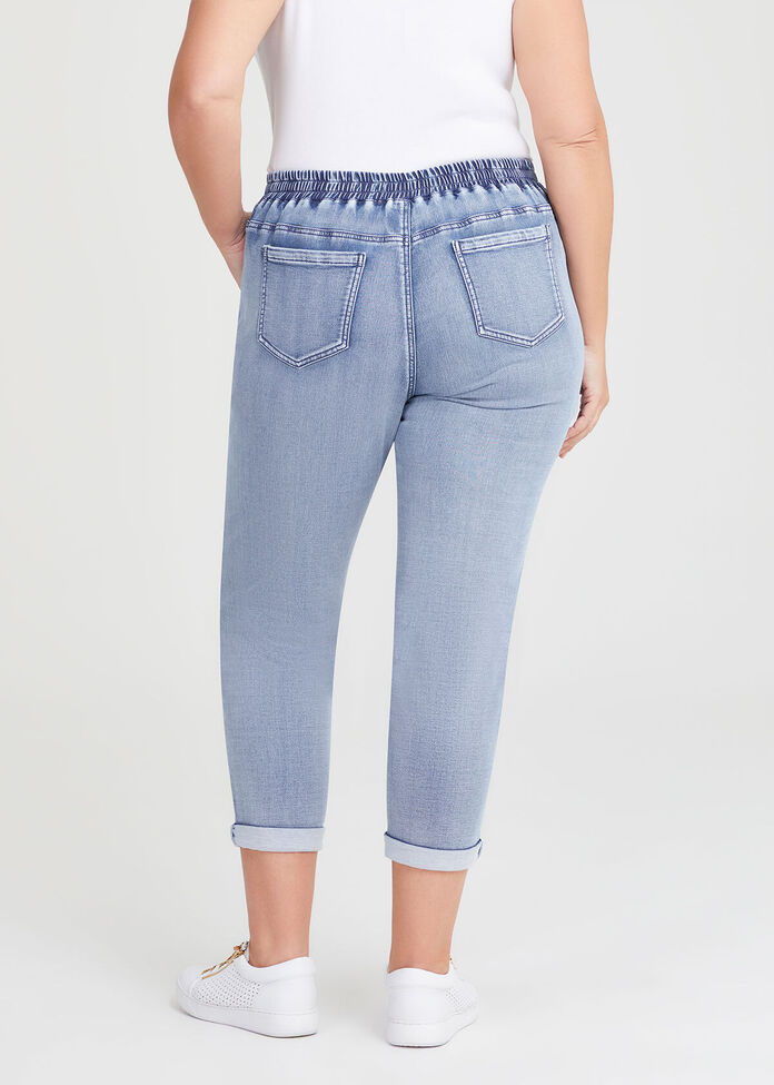 Shop Plus Size Sequin Embellished Denim Jogger, Blue | Taking Shape AU