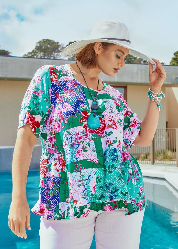 Shop Plus Size Bamboo La Quinta Tier Top, Multi | Taking Shape AU