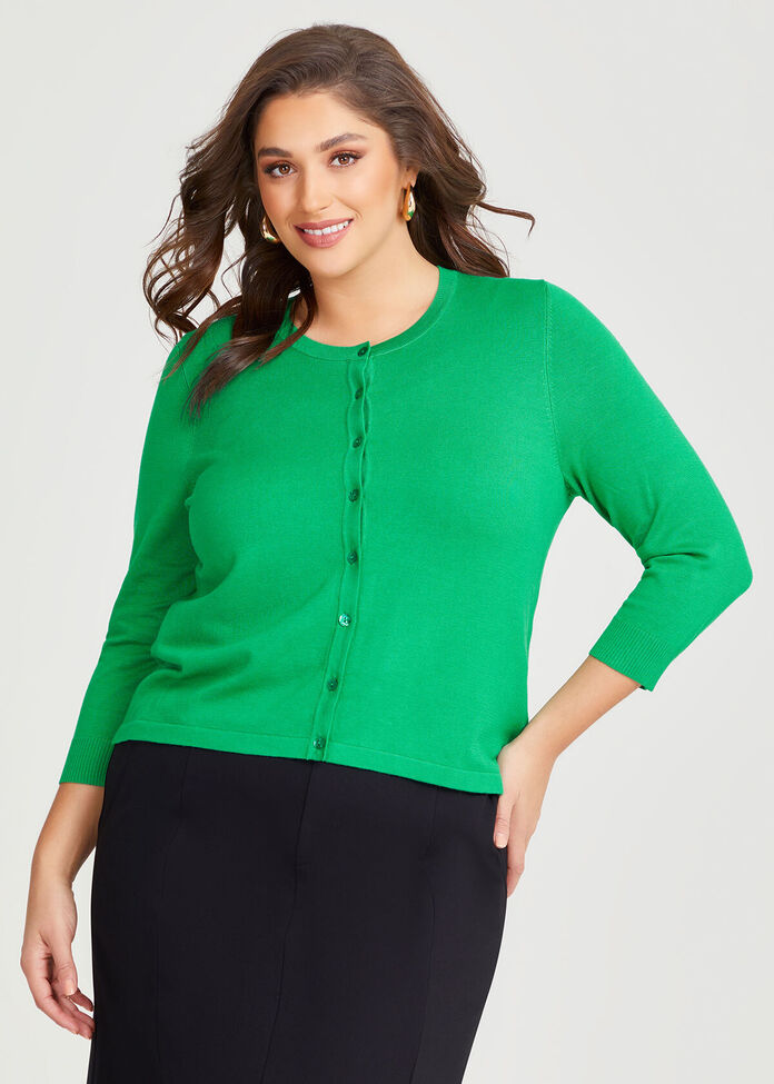 Shop Plus Size Colour Natural Short Cardigan in Green | Taking Shape NZ