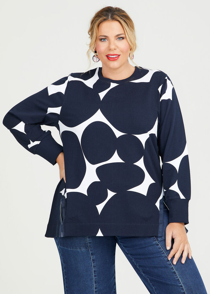Shop Plus Size Cotton Abstract Spot Sweatshirt in Blue | Taking Shape AU