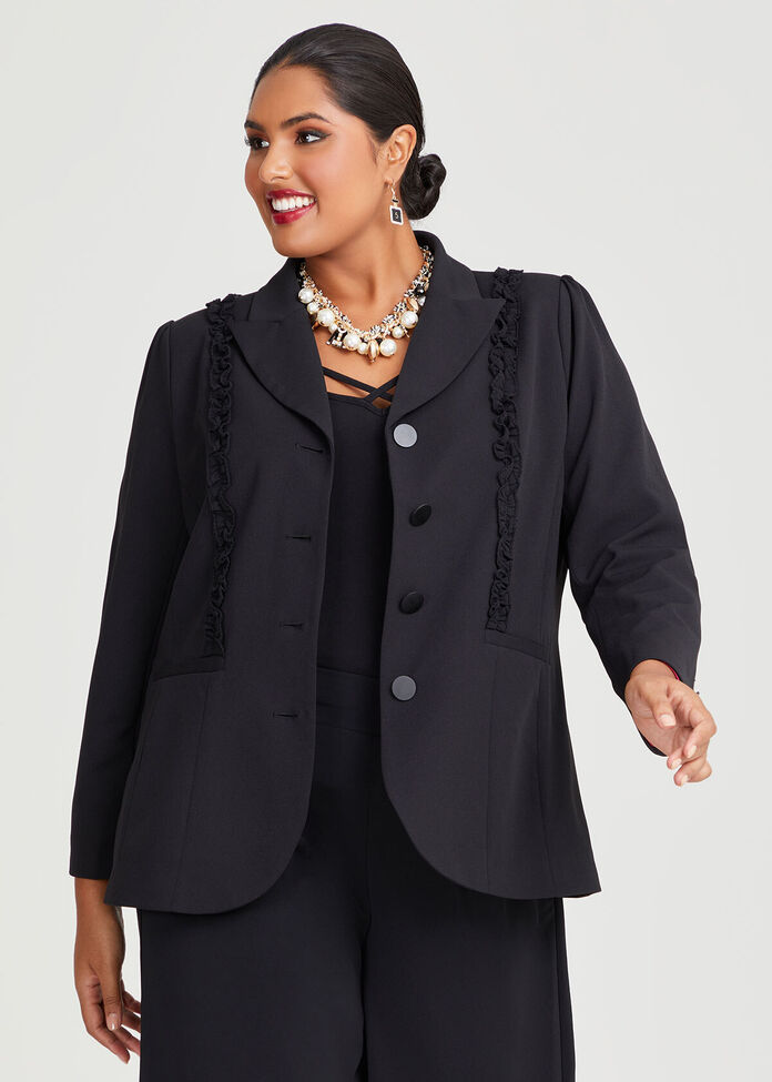 Shop Plus Size Aria Ruffle Suit Jacket, Black | Taking Shape AU