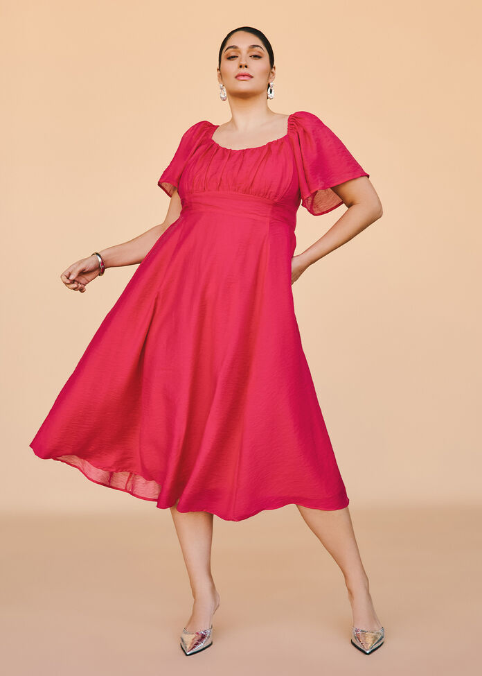 Shop Plus Size Pandora Tencel Midi Dress, Red | Taking Shape NZ