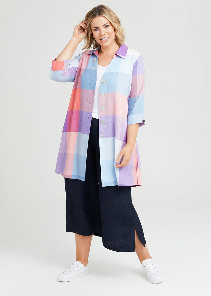 Shop Plus Size Check Linen Bamboo Shirt, Multi | Taking Shape AU