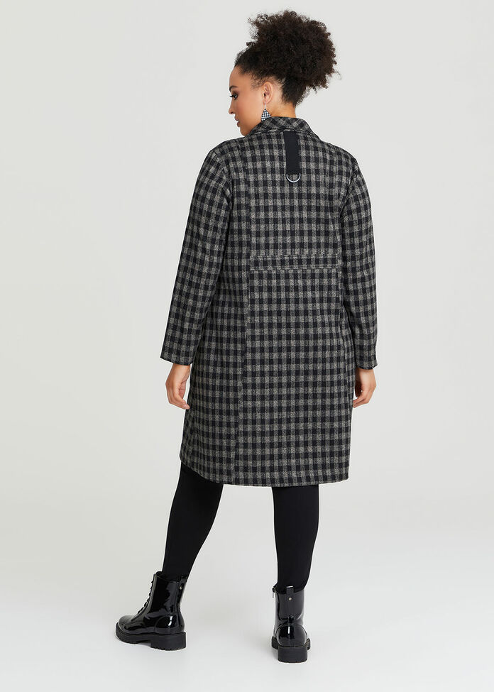 Shop Plus Size Ponte Check Coatigan, Black | Taking Shape AU
