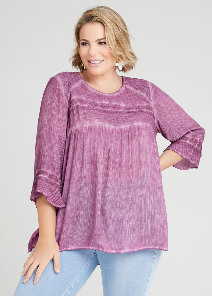 Shop Plus Size Natural Pigment Wash Boho Top, Purple | Taking Shape AU