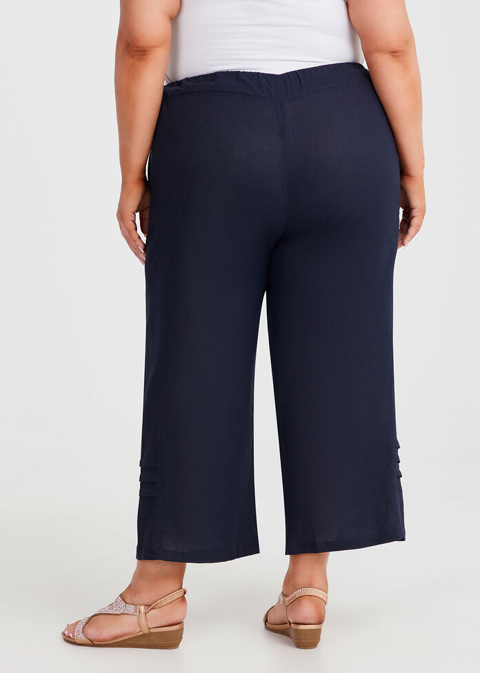 Shop Plus Size Button Hem Linen Bamboo Pant, Navy | Taking Shape AU