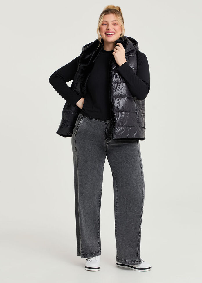 Shop Plus Size Reversible Faux Fur Hooded Vest, Black | Taking Shape AU