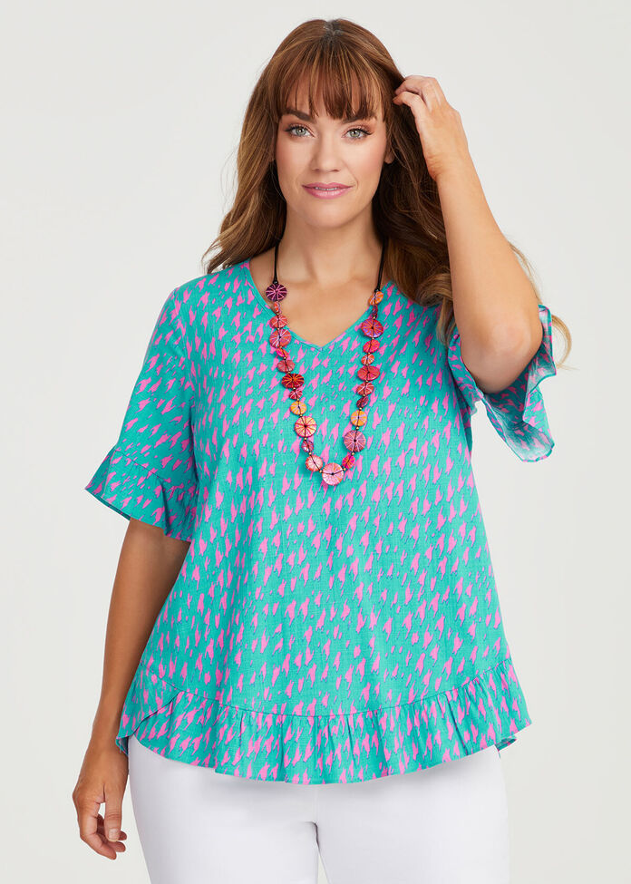 Plus Size Salsa Natural Top in Bluebird Print | Taking Shape AU