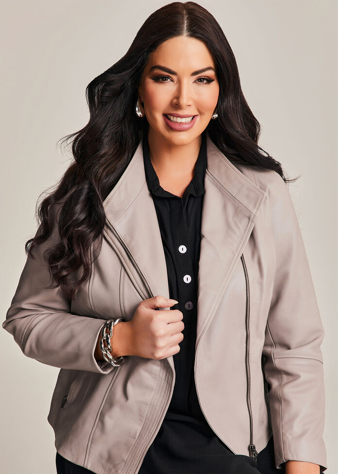 Plus Size Women's Red Leather Liza Jacket | Taking Shape AU