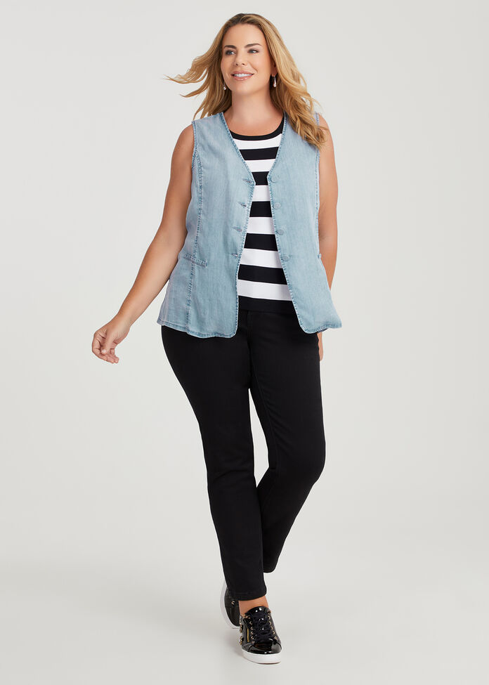 Shop Plus Size Longline Chambray Vest in Blue | Taking Shape AU