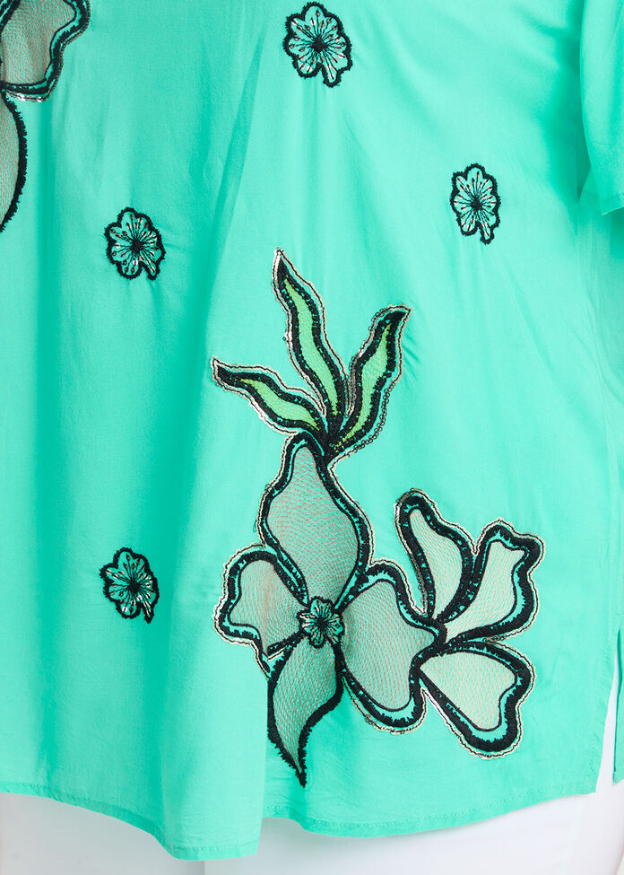 Shop Plus Size Sequin Embroidered Natural Top, Green | Taking Shape AU