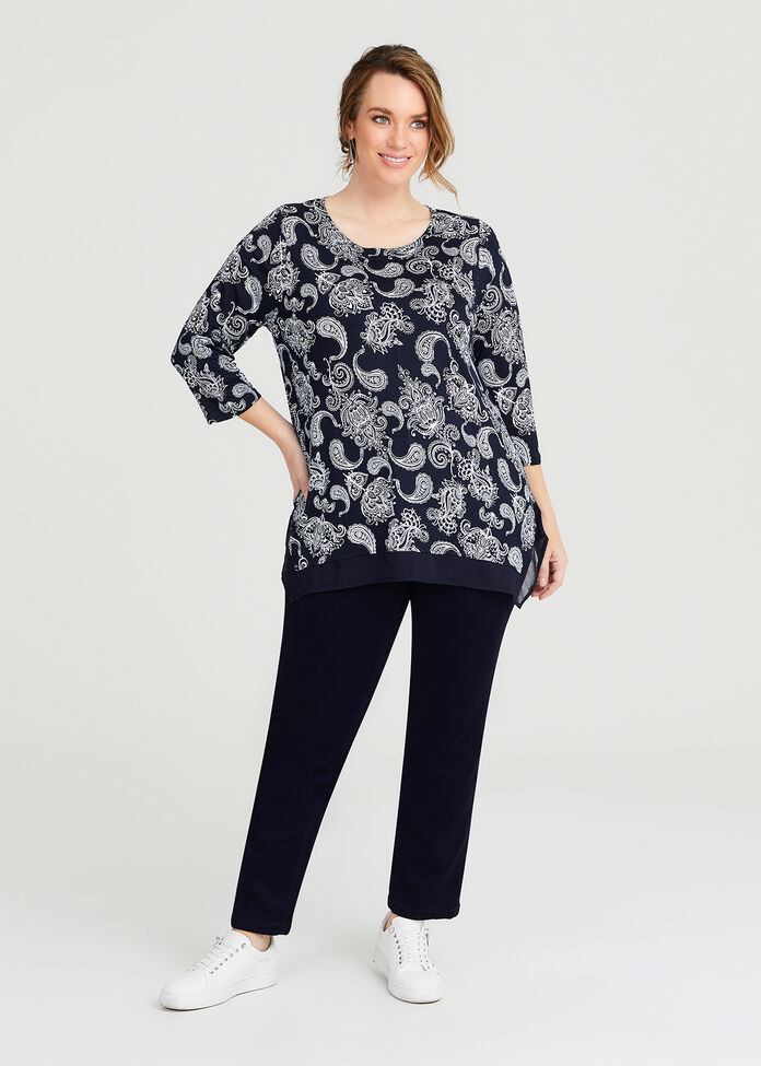 Shop Plus Size Bamboo Linear Print Chiffon Top in Multi | Taking Shape NZ