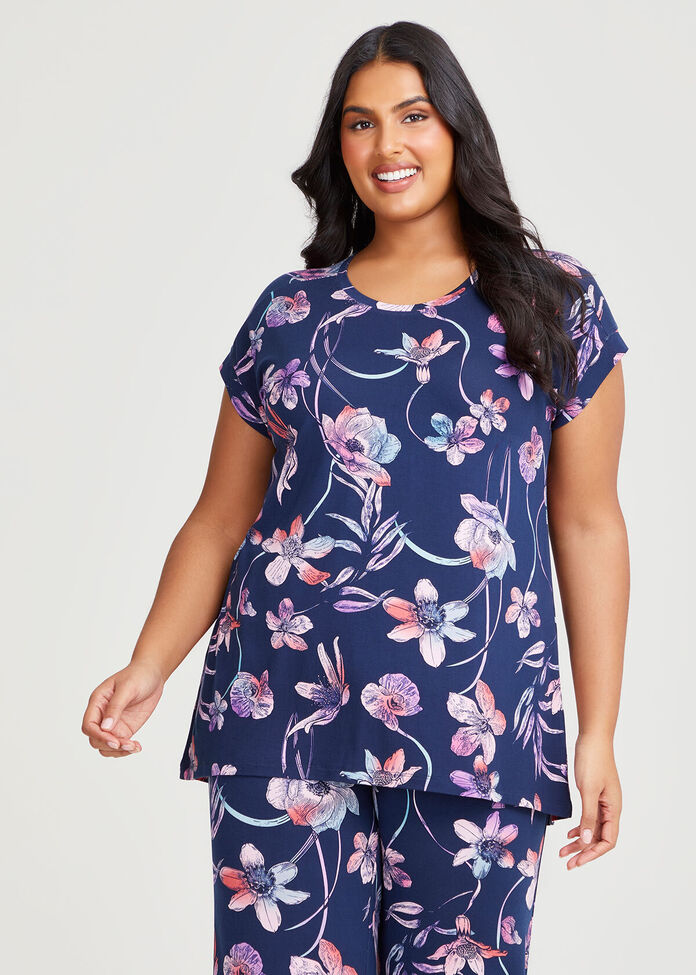 Shop Plus Size Bamboo Soft Floral Pyjama Top, Multi | Taking Shape AU