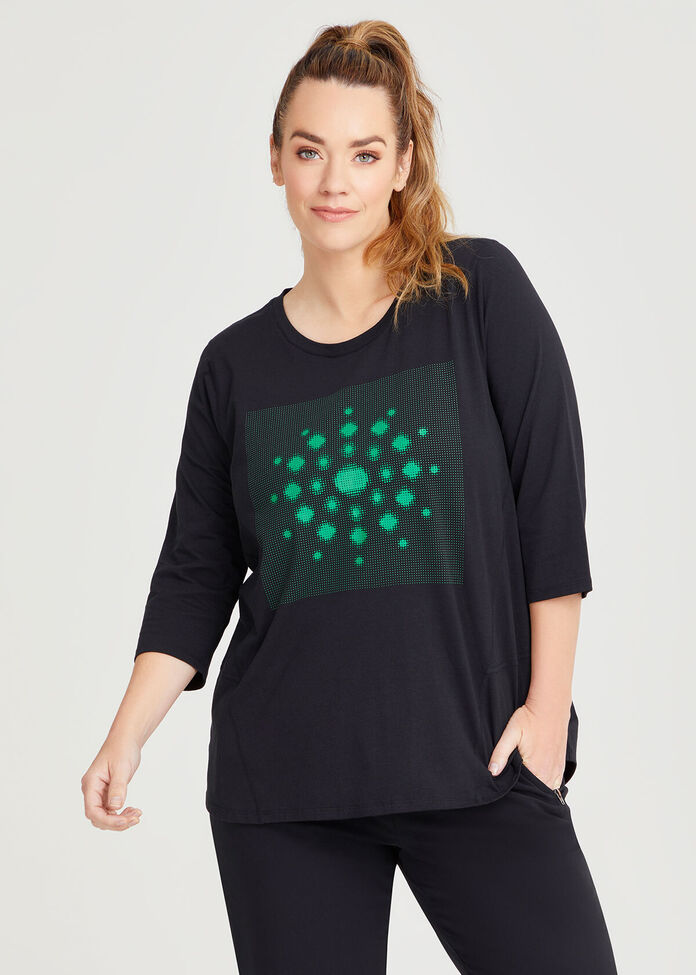 Shop Plus Size Active Cotton Graphic Print Top, Black | Taking Shape AU