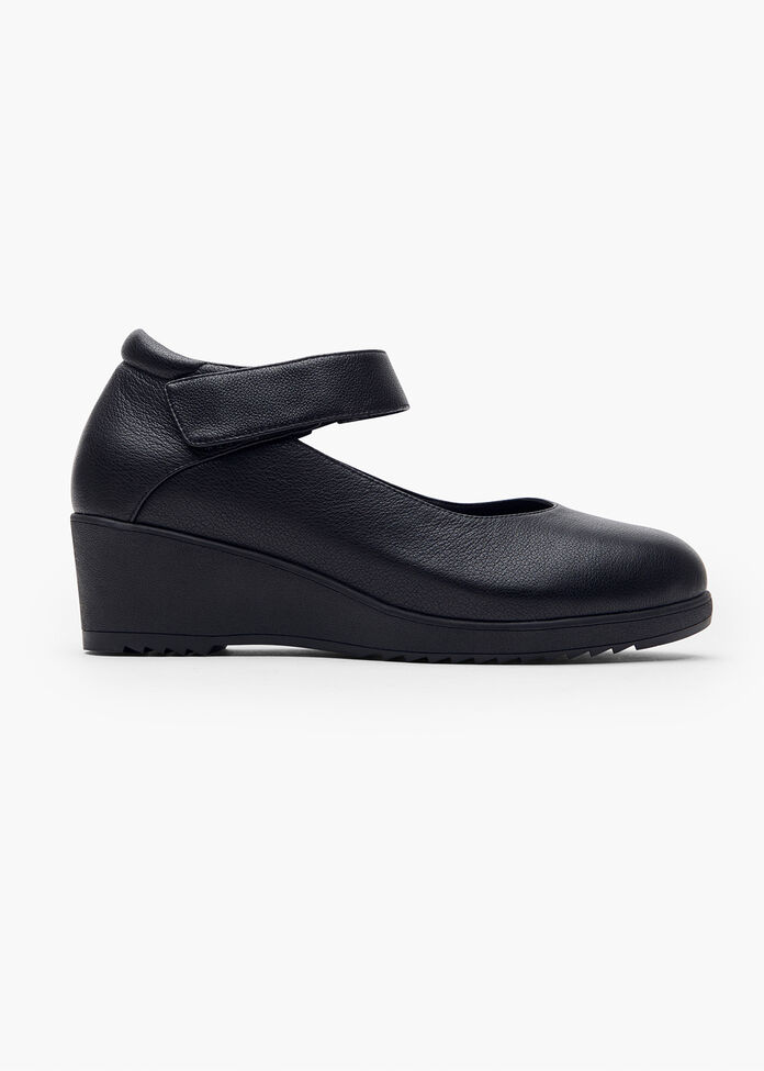 Women's Orthotic Ankle Strap Court Shoe Black | Taking Shape NZ