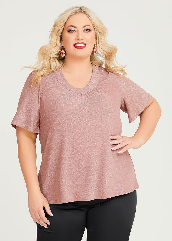 Shop Plus Size Chic Metallic Lurex Top in Red | Taking Shape AU