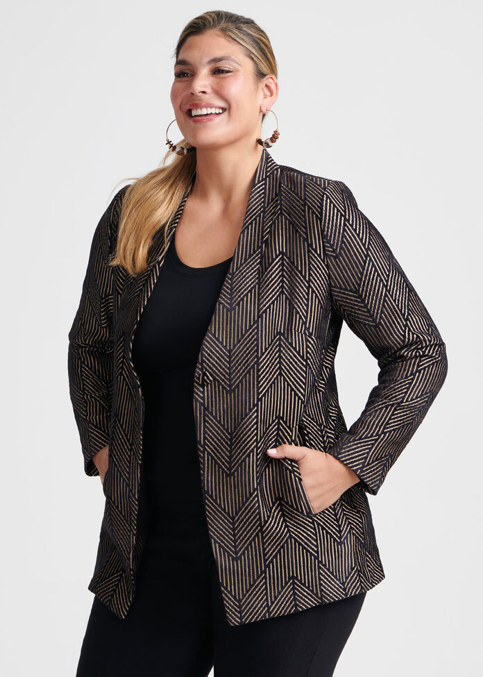 Shop Plus Size Chevron Chenille Jacket, Black | Taking Shape AU