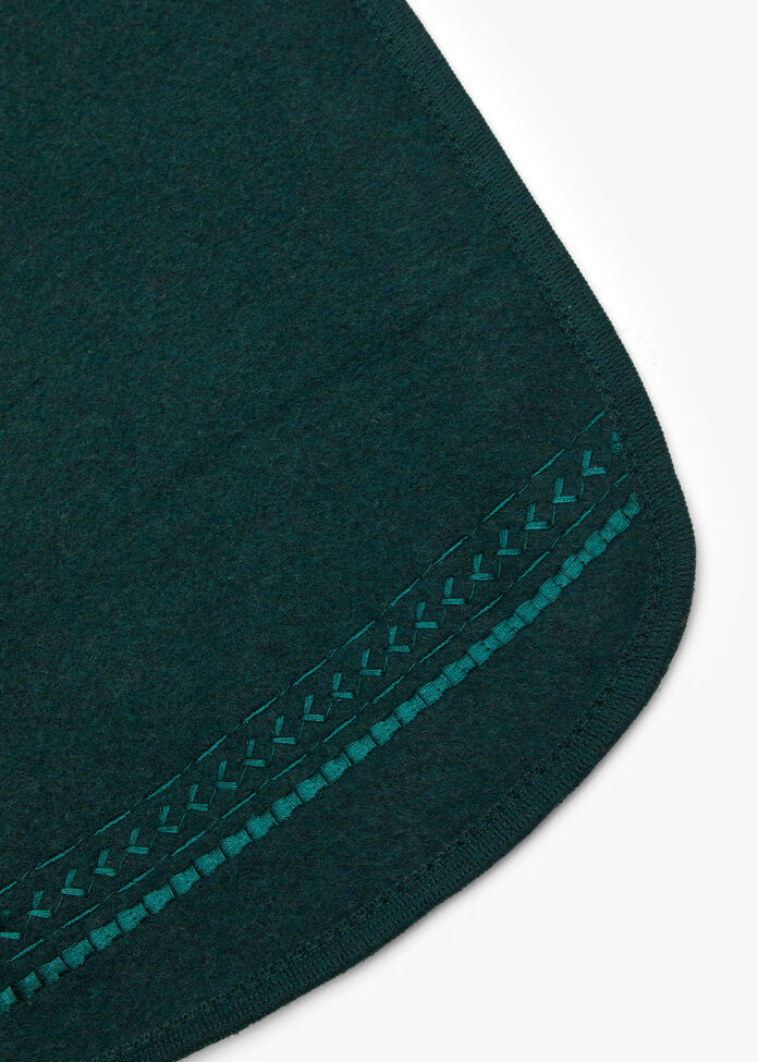 Shop Embroidered Fur Tie Up Cape in Green | Accessories | Taking Shape NZ
