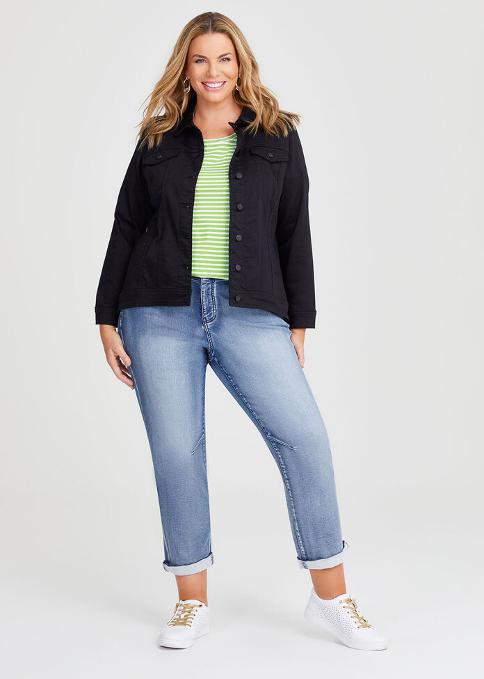 Shop Plus Size Coloured Best Fit Denim Jacket, Black | Taking Shape AU