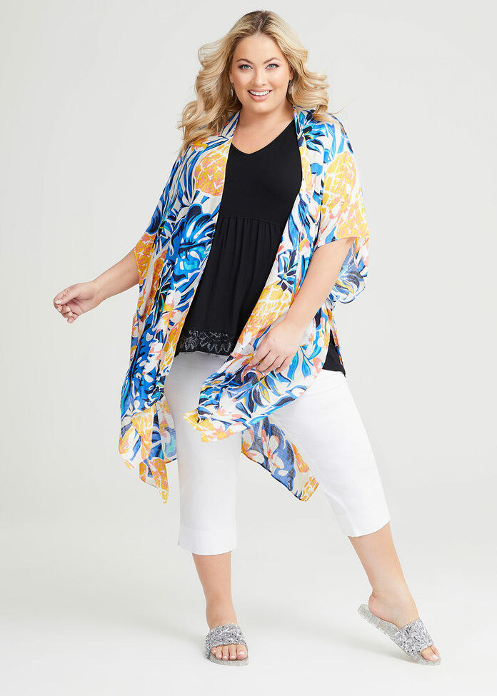 Shop Plus Size Floral Pineapple Print Cape, Multi | Taking Shape AU