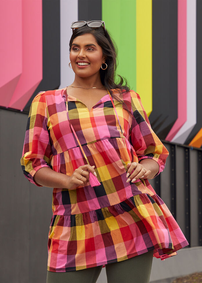 Shop Plus Size Cotton Madras Check Tunic, Multi | Taking Shape AU