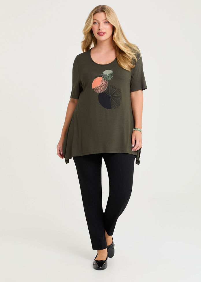 Shop Plus Size Circle Applique Natural Top, Green | Taking Shape NZ