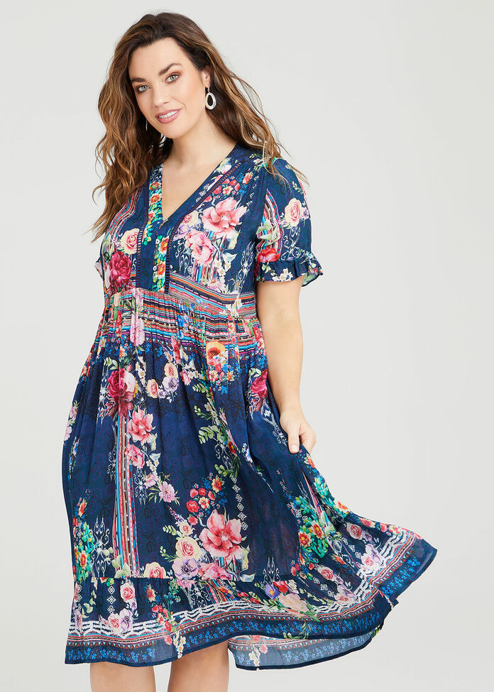 Shop Plus Size Natural Floral V-neck Dress, Multi | Taking Shape AU