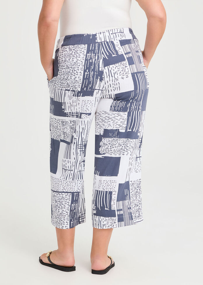 Shop Plus Size Natural Ella Abstract Crop Pant, Multi | Taking Shape NZ