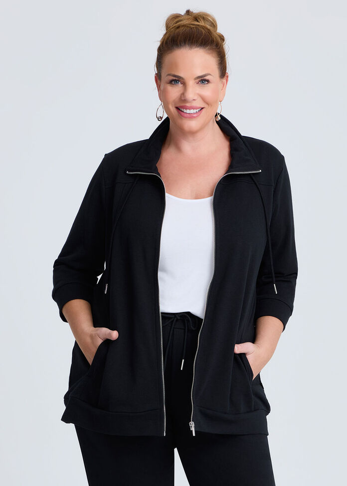 Shop Plus Size Active Sweat Jacket, Black | Taking Shape NZ