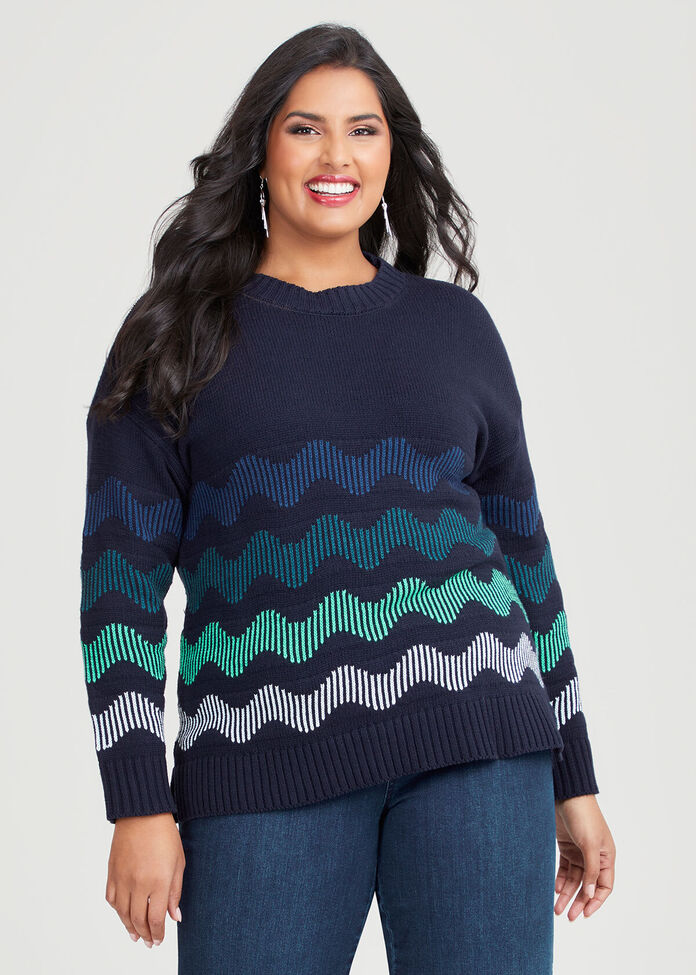 Shop Plus Size Waves Stripe Jumper, Blue | Taking Shape AU