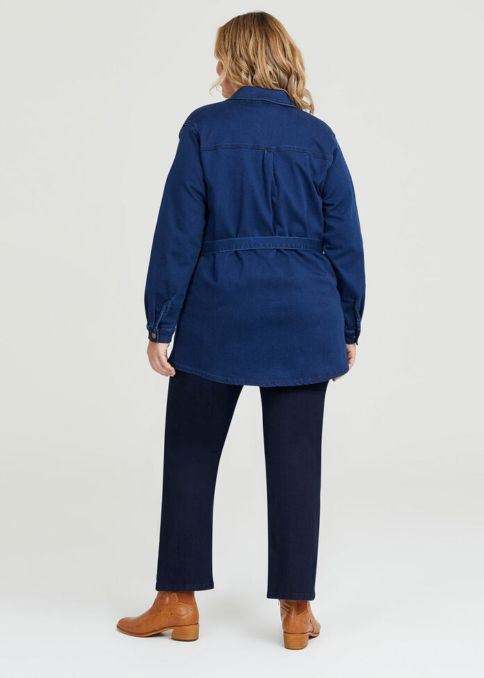Shop Plus Size Denim Long Line Jacket in Blue | Taking Shape AU