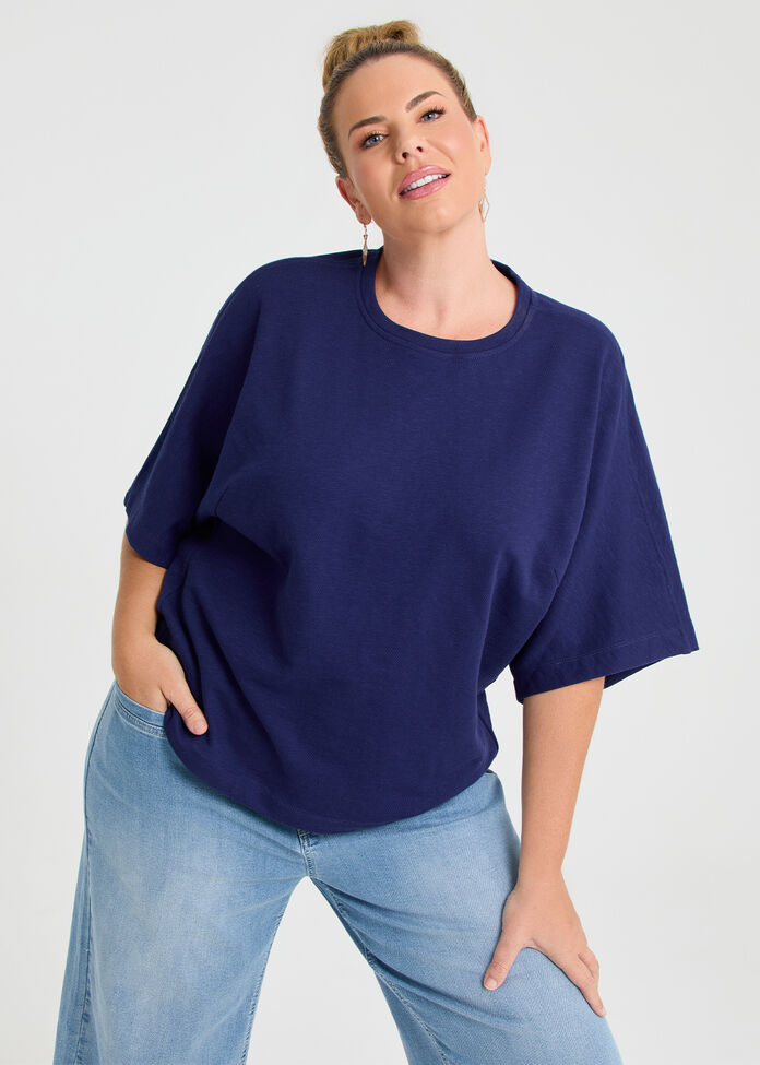 Shop Plus Size Hi Lo Hem Sweatshirt, Blue | Taking Shape NZ
