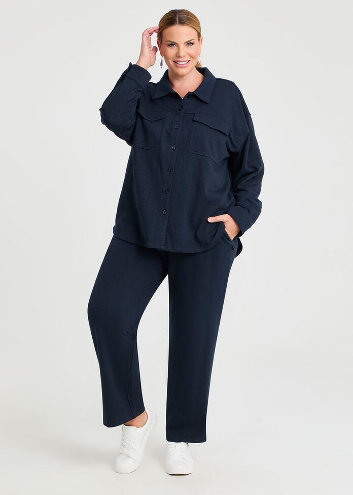 Shop Plus Size Sweat Shacket, Blue | Taking Shape NZ