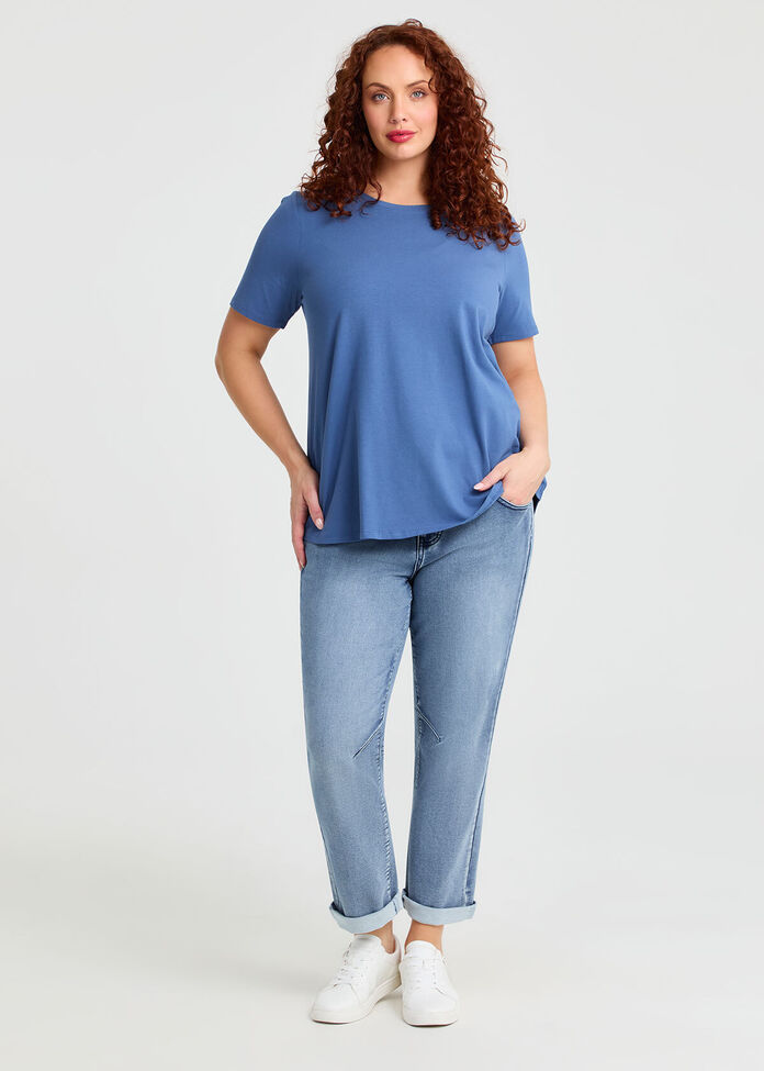 Shop Plus Size Good Earth Australian Cotton Crew Neck T-shirt, Blue ...