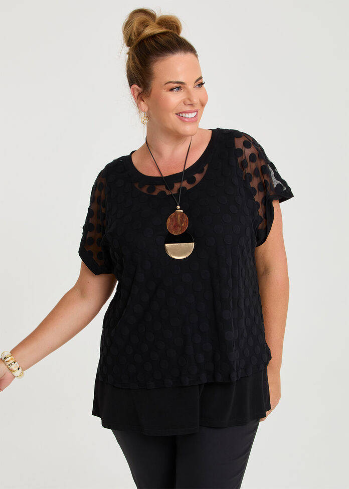 Shop Plus Size Velour Spot Mesh Overtop, Black | Taking Shape NZ