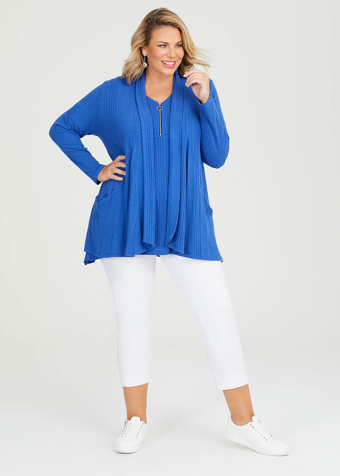 Shop Plus Size Ribbed Zip Neck Top in Blue | Taking Shape AU