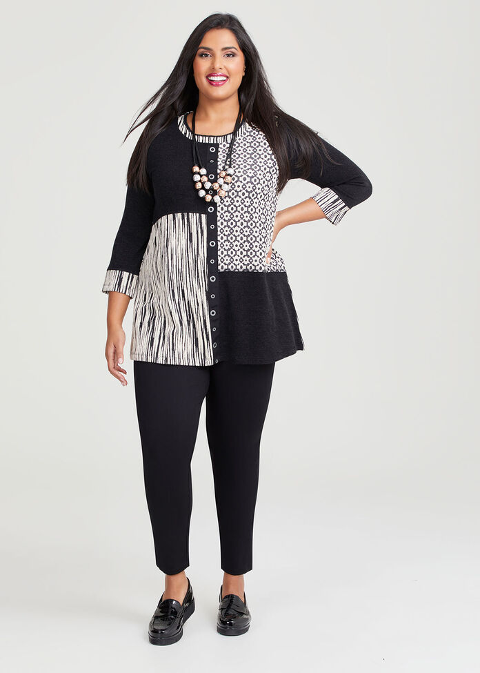 Shop Plus Size Splice Jacquard Snug Tunic, Black | Taking Shape AU