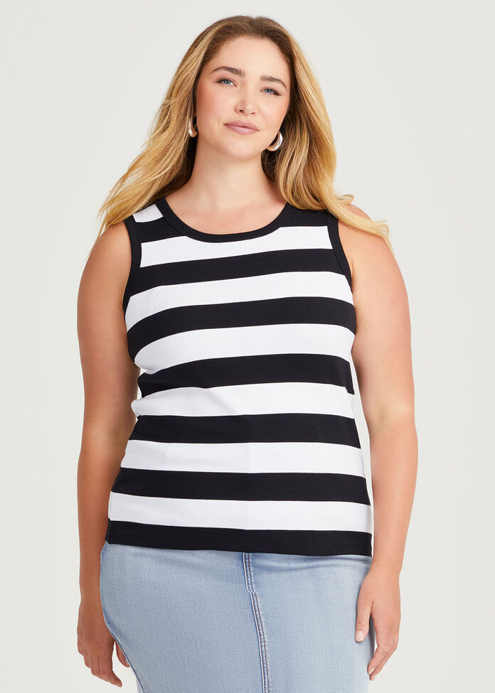 Shop Plus Size Cotton Modal Rib Stripe Tank, Stripes | Taking Shape CA