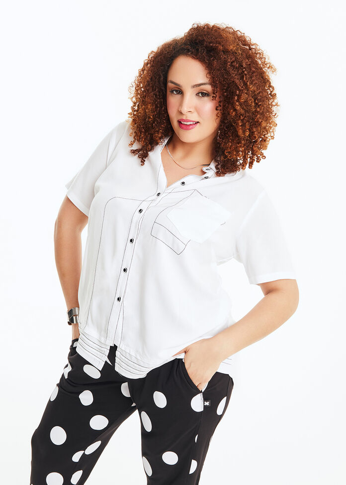 Shop Plus Size Bamboo Stitch Line Shirt, White | Taking Shape AU