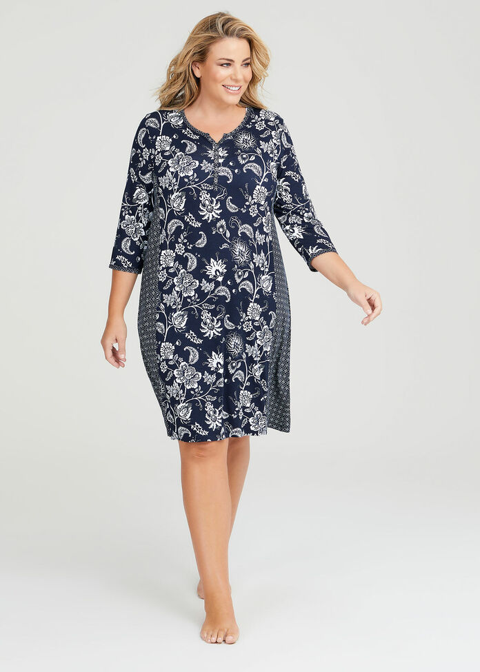 Shop Plus Size Bamboo Ikat Spliced Nightie Multi Taking Shape Nz