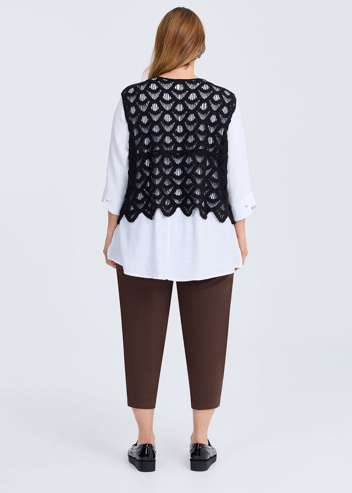 Shop Plus Size Cotton Scallop Lace Knit Vest, Black | Taking Shape AU