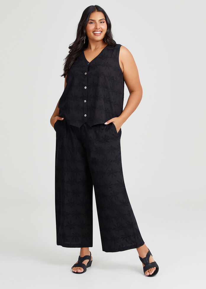 Shop Plus Size Cotton Palm Embroidered Vest, Black | Taking Shape AU