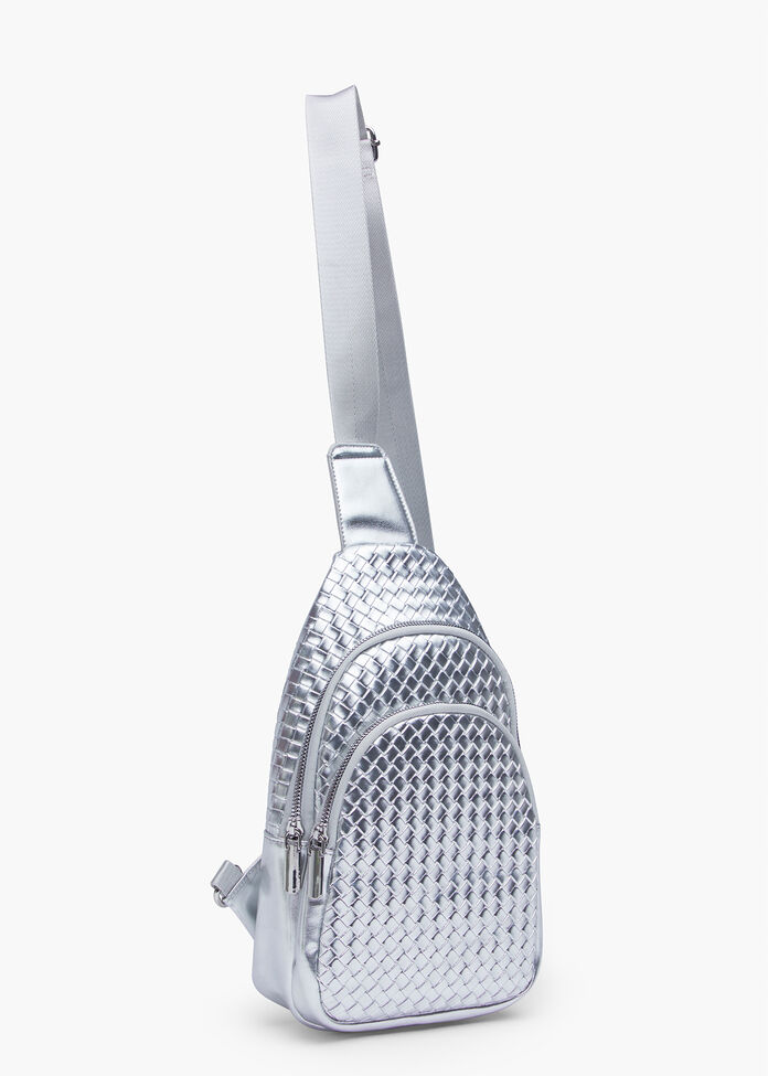 Shop Woven Xbody Sling Bag in Silver | Accessories | Taking Shape SE