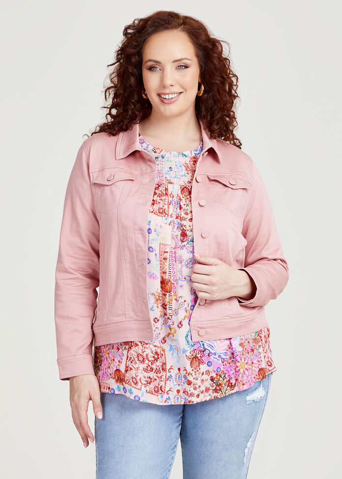 Shop Plus Size Coloured Classic Denim Jacket in Red | Taking Shape AU