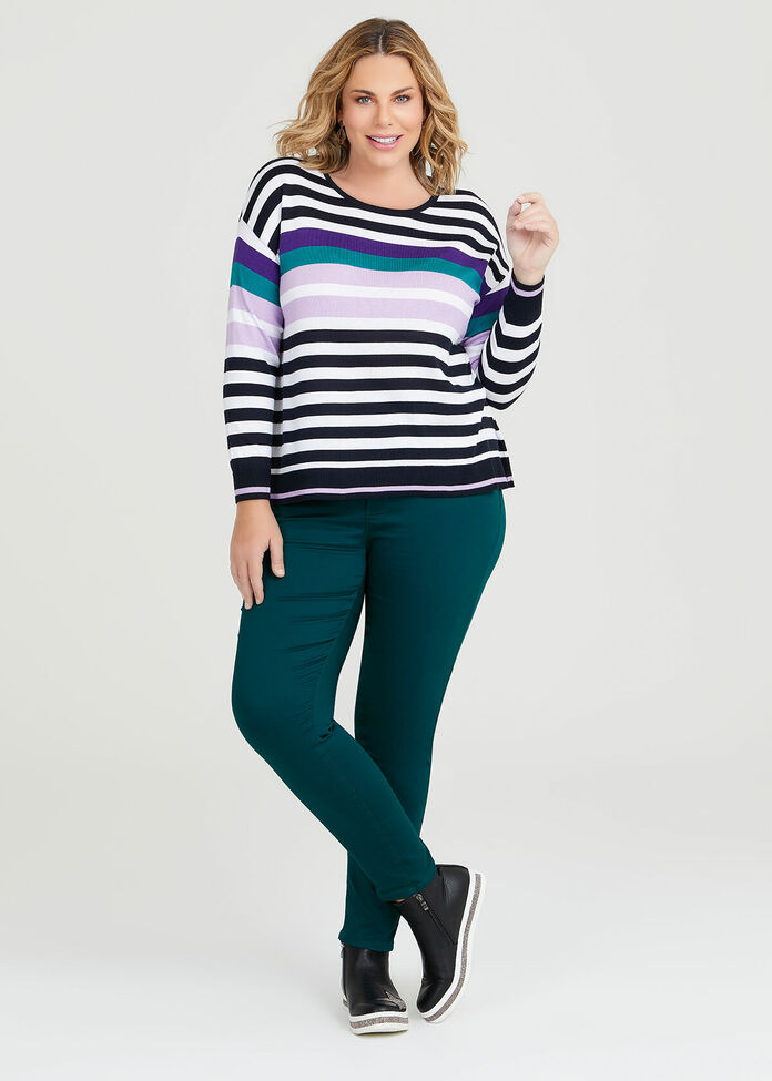 Shop Plus Size Natural Multi Stripe Jumper, Blue | Taking Shape AU