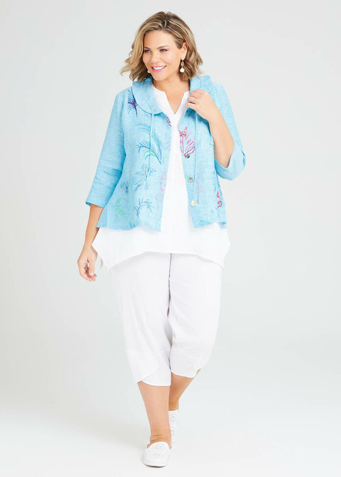 Shop Plus Size Botanic Linen Short Jacket in Blue | Taking Shape AU