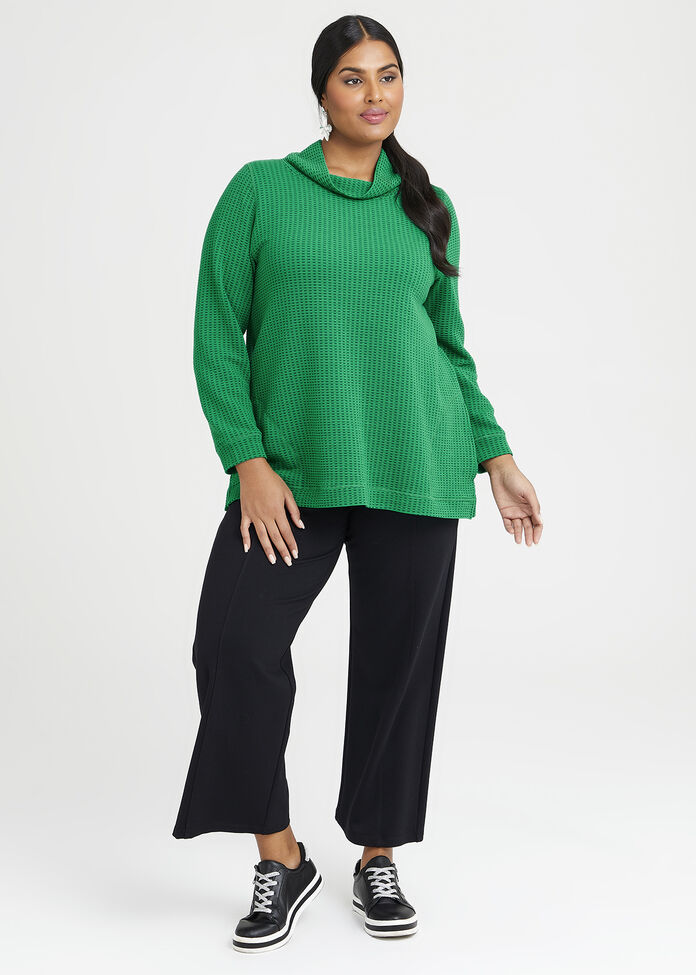 Shop Plus Size Texture Cowl Neck Ticking Top, Green | Taking Shape NZ