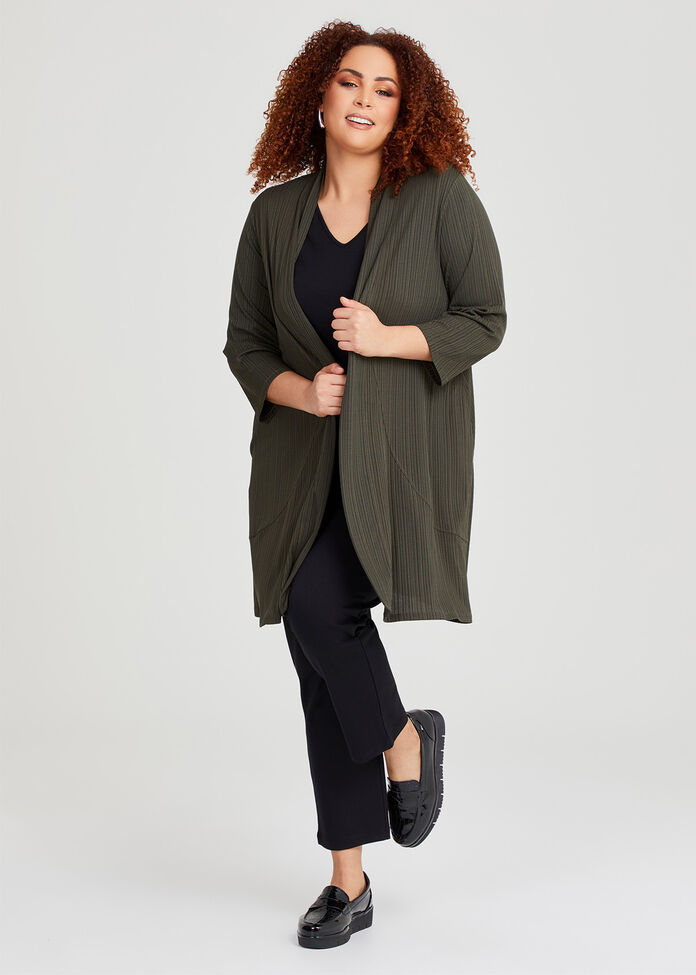 Shop Plus Size Rib Knit Long Cardigan, Green | Taking Shape AU